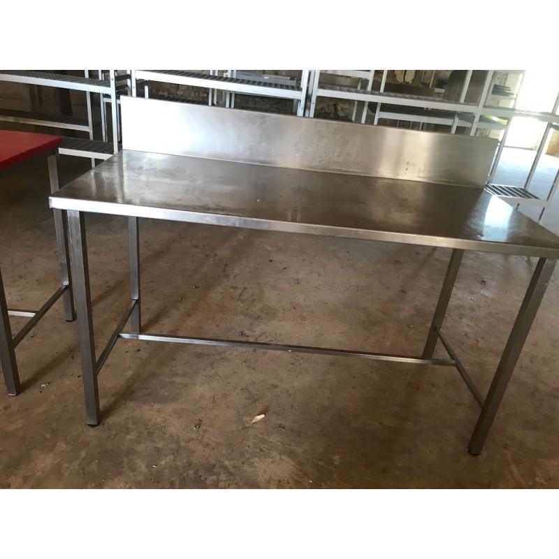TABLE INOX AVEC DOSSERET 150 x 70 CM (occasion)
